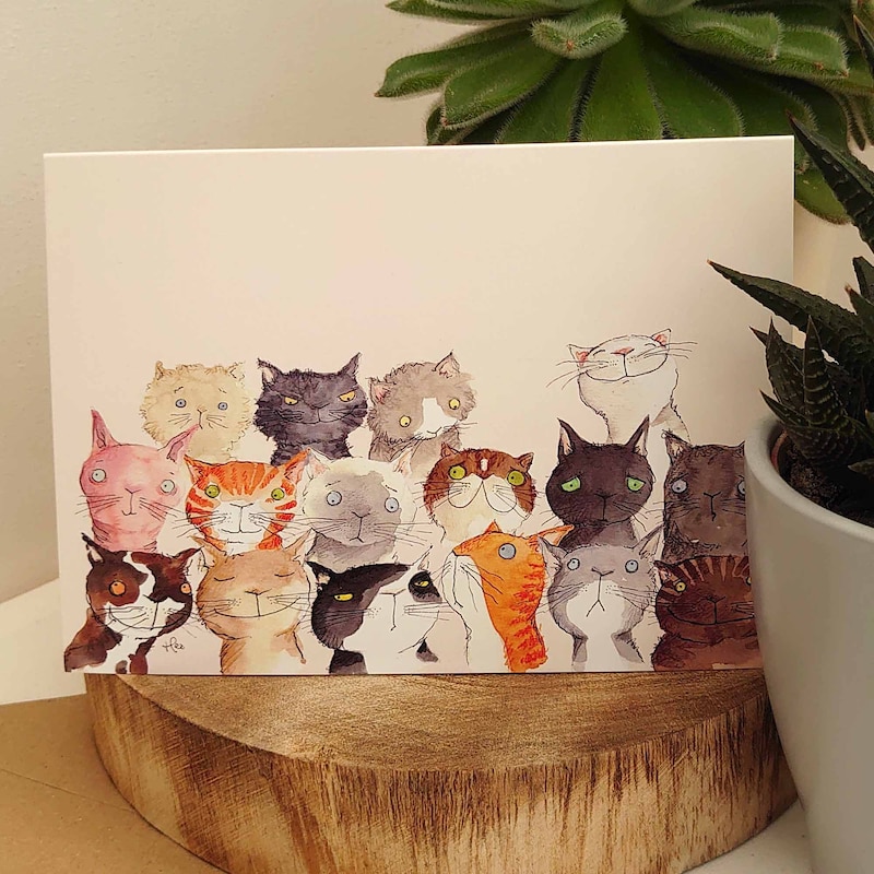 Cute Cat Card - Etsy