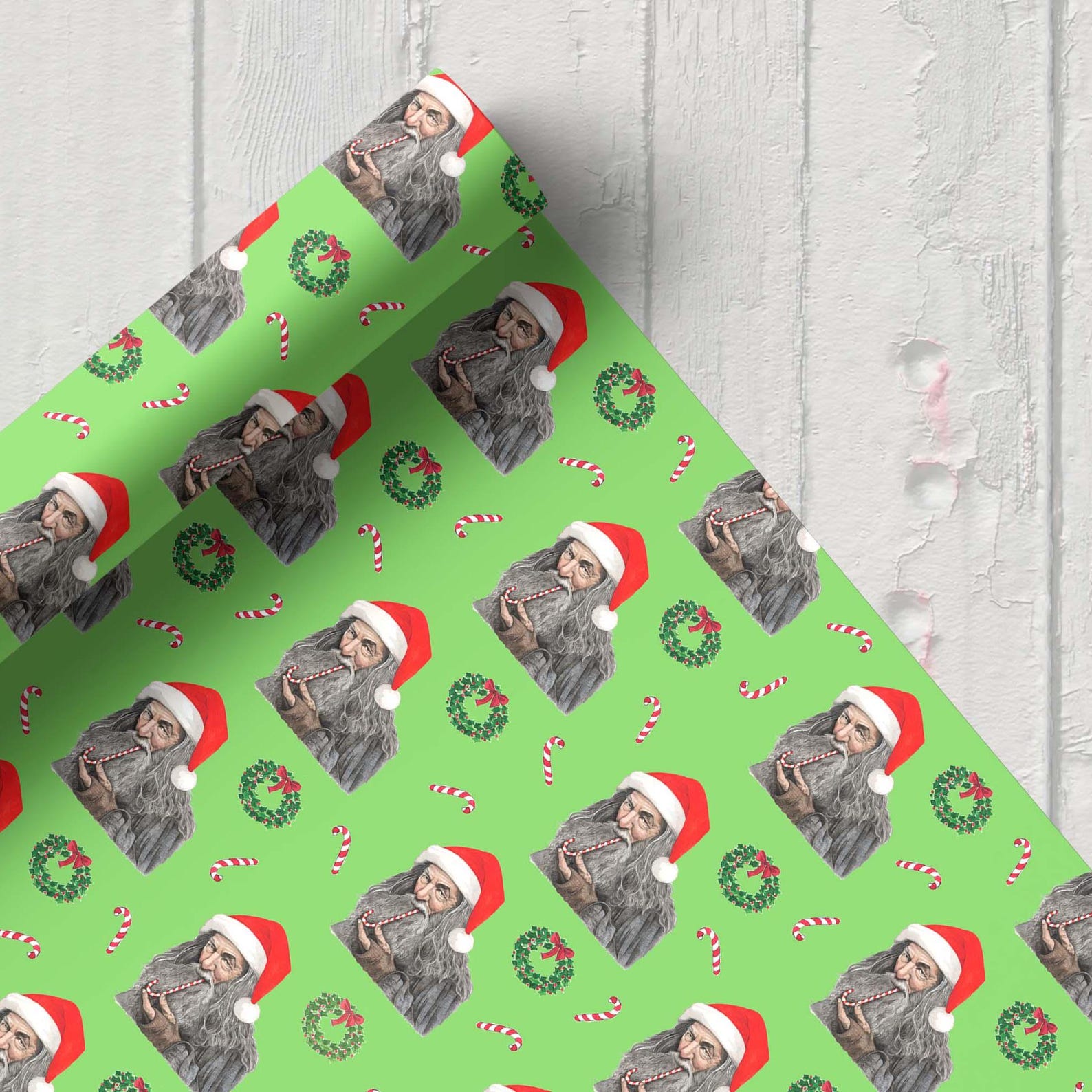 Gandalf Christmas Wrapping Paper: LOTR Inspired Hand Drawn Illustration ...