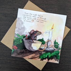 Watercolor Mouse Christmas Card: Funny Animal Greeting - Etsy