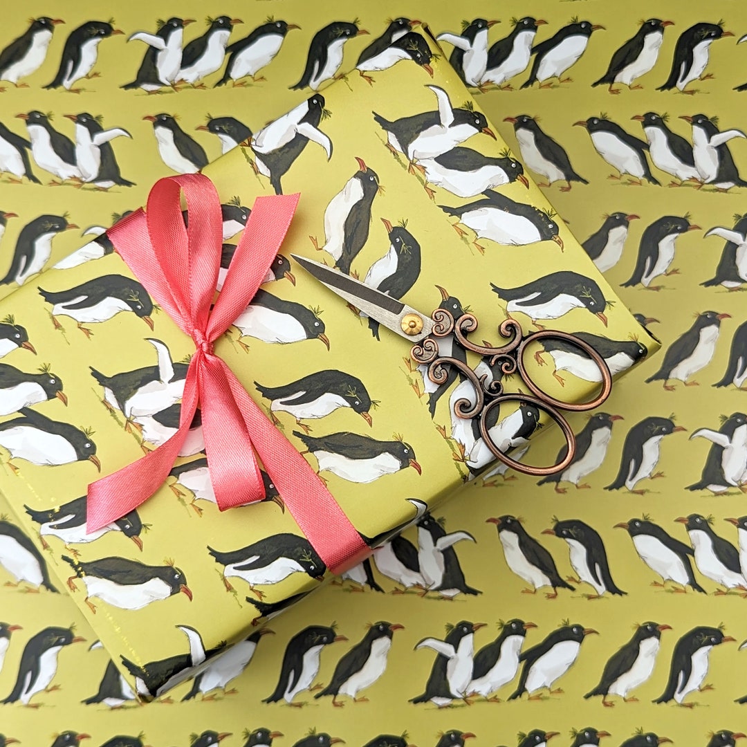 Penguin Wrapping Paper, Quirky Wrapping Paper, Penguin Gift Wrap ...
