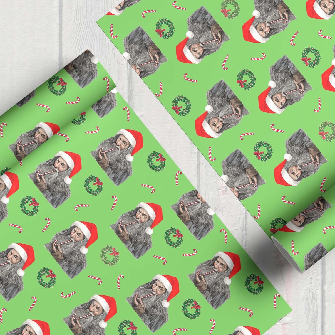 Gandalf Christmas Wrapping Paper: LOTR Inspired Hand Drawn Illustration ...