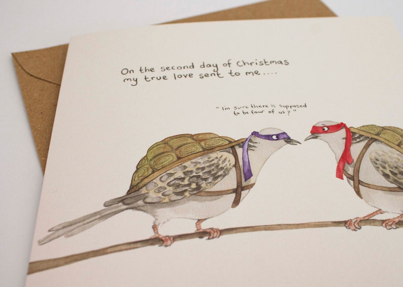 Two Turtle Doves Christmas Card Funny Christmas Card TMNT - Etsy