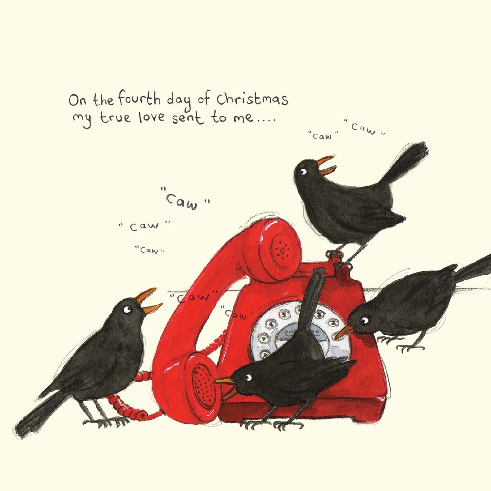 Four Calling Birds Christmas Card Funny Christmas Card - Etsy