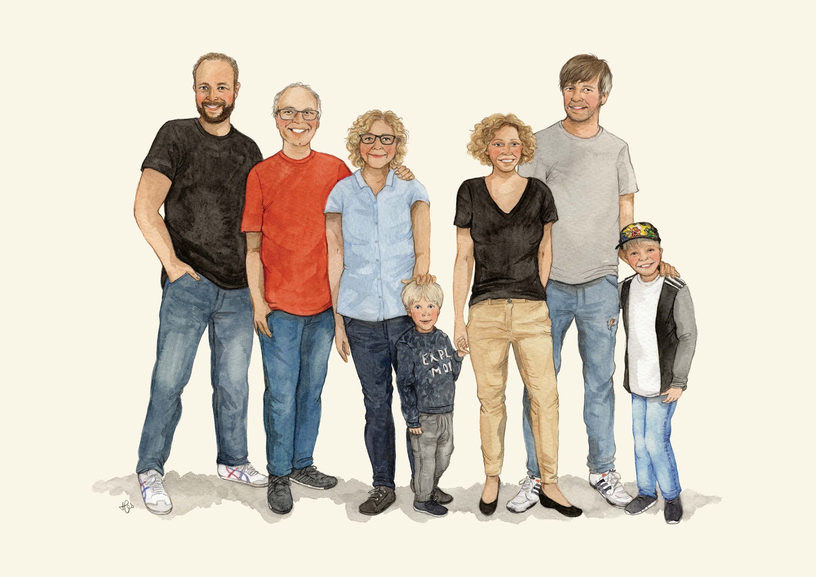 Custom Watercolor Family Portrait: Hand-painted From Photos - Etsy