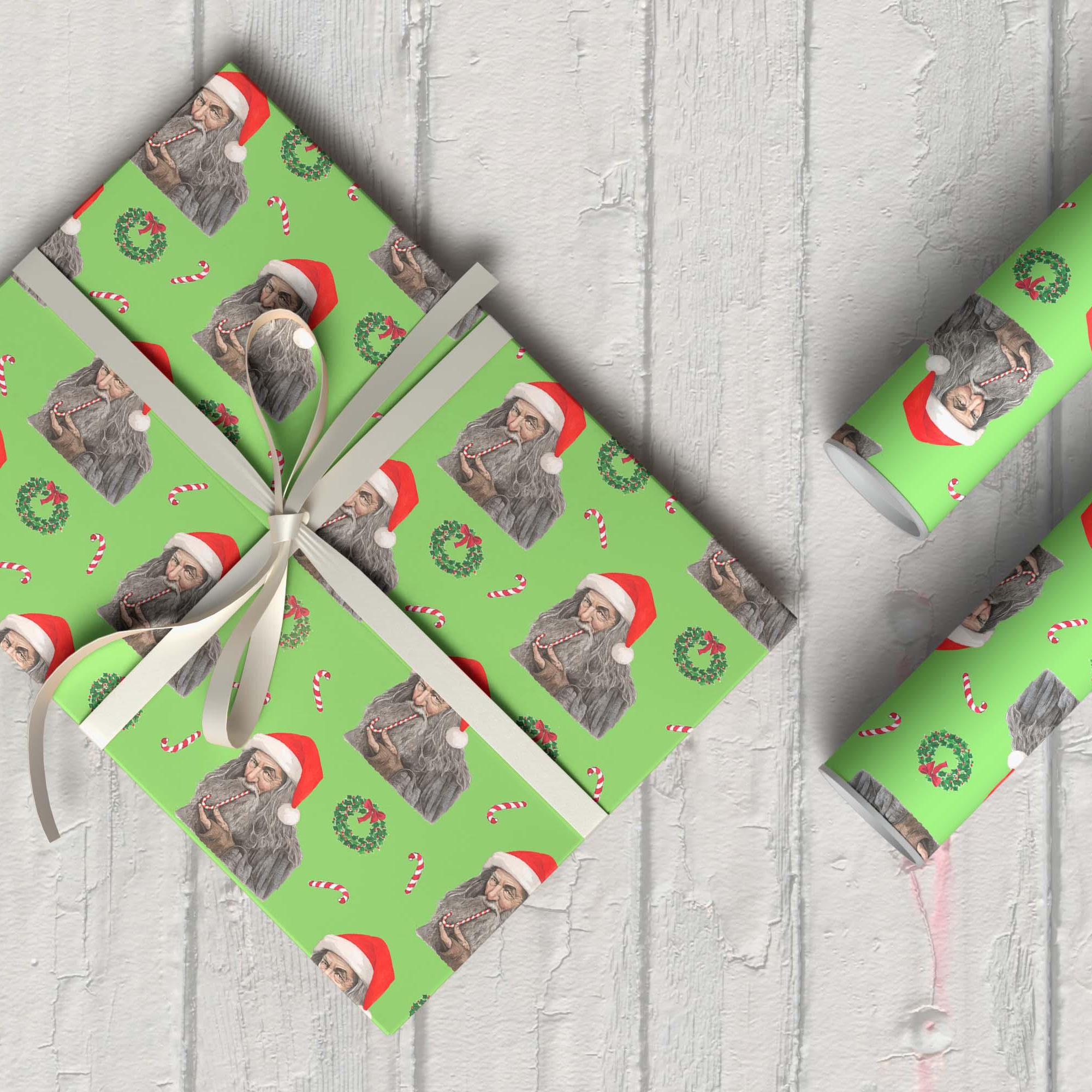 Gandalf Christmas Wrapping Paper: LOTR Inspired Hand Drawn Illustration ...