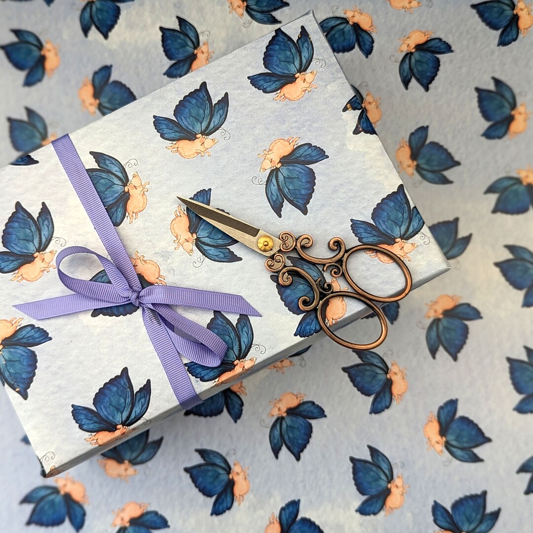 Flying Pig Wrapping Paper: Quirky Gift Wrap - Etsy