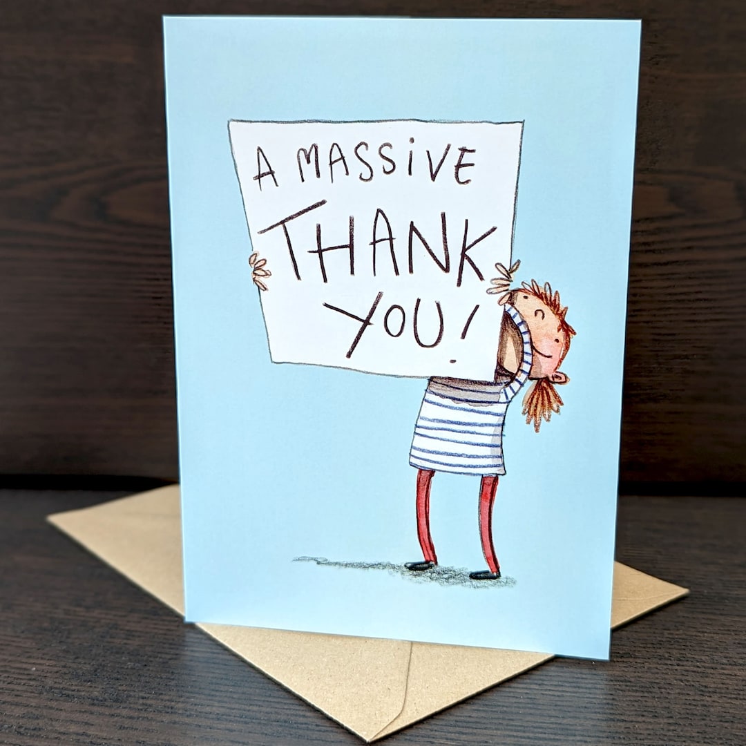 Massive Thank You Card: Watercolor Illustration Greeting Card - Etsy UK