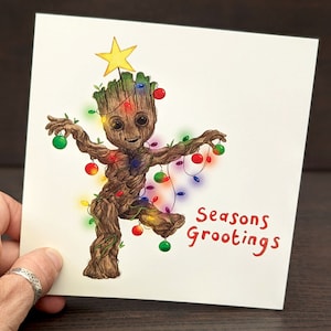 Groot, Seasons Grootings Christmas Card, Funny Christmas Card, GOTG ...