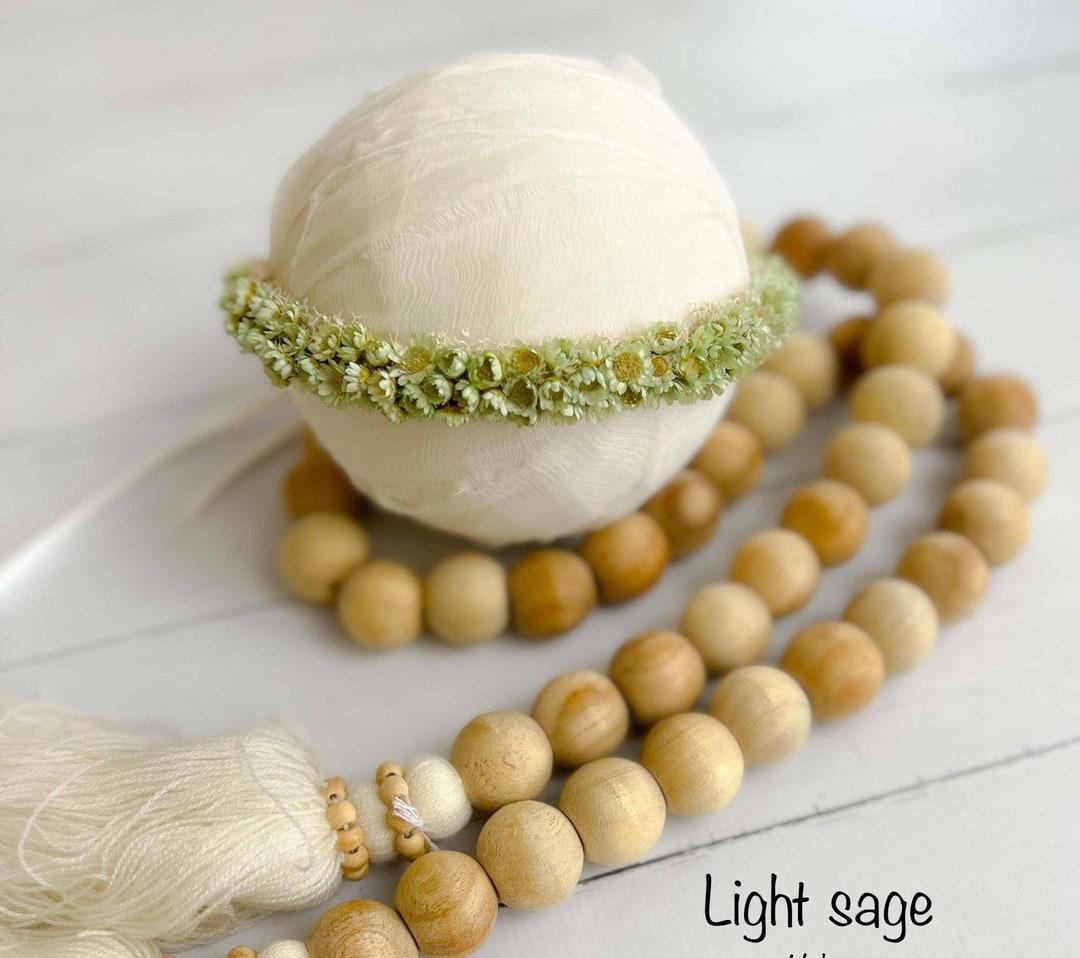 Sage Green Newborn Floral Crown Halo Photography Props Dried Flower ...