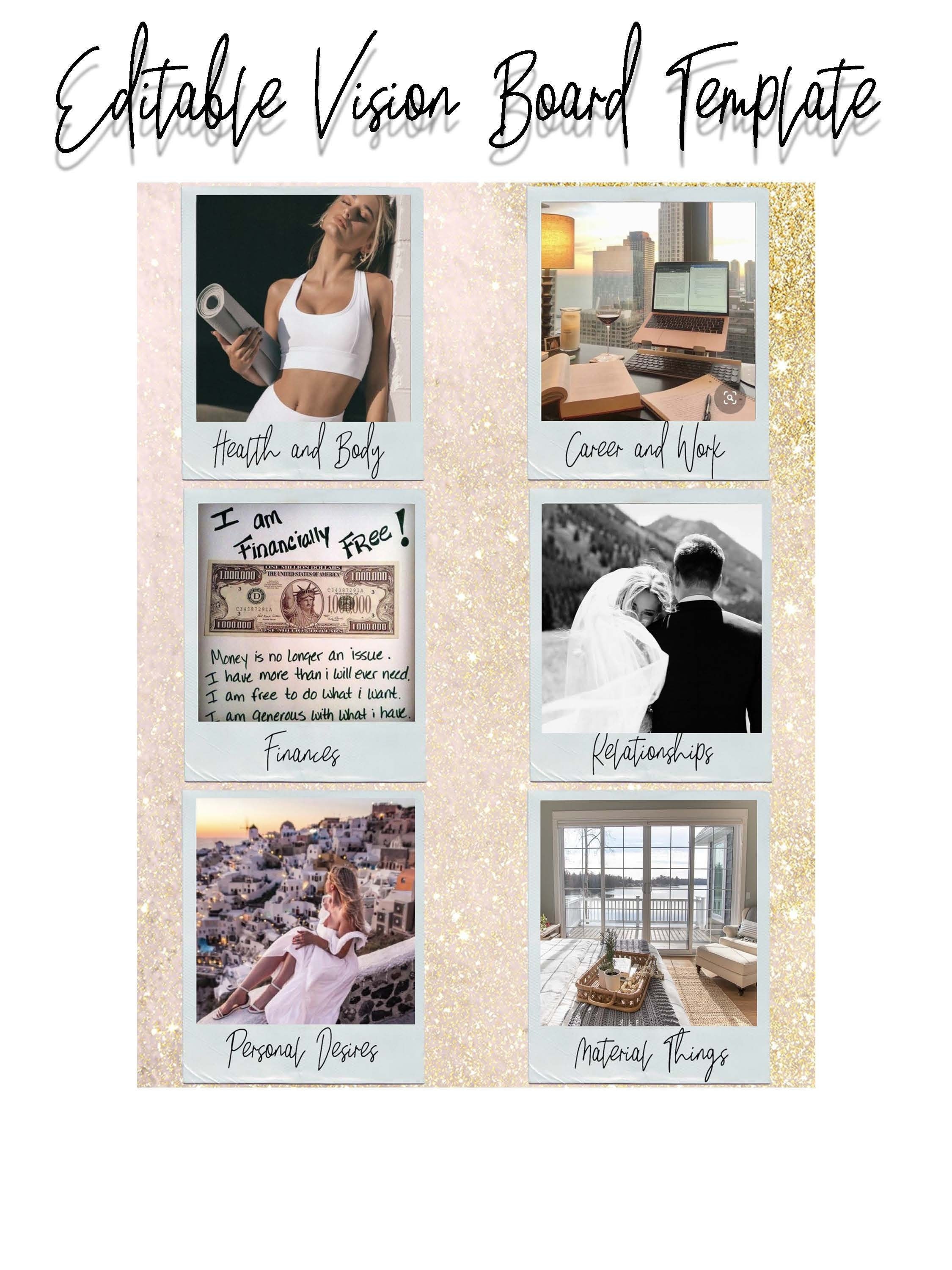 Editable Vision Board Law Of Attraction Template Etsy