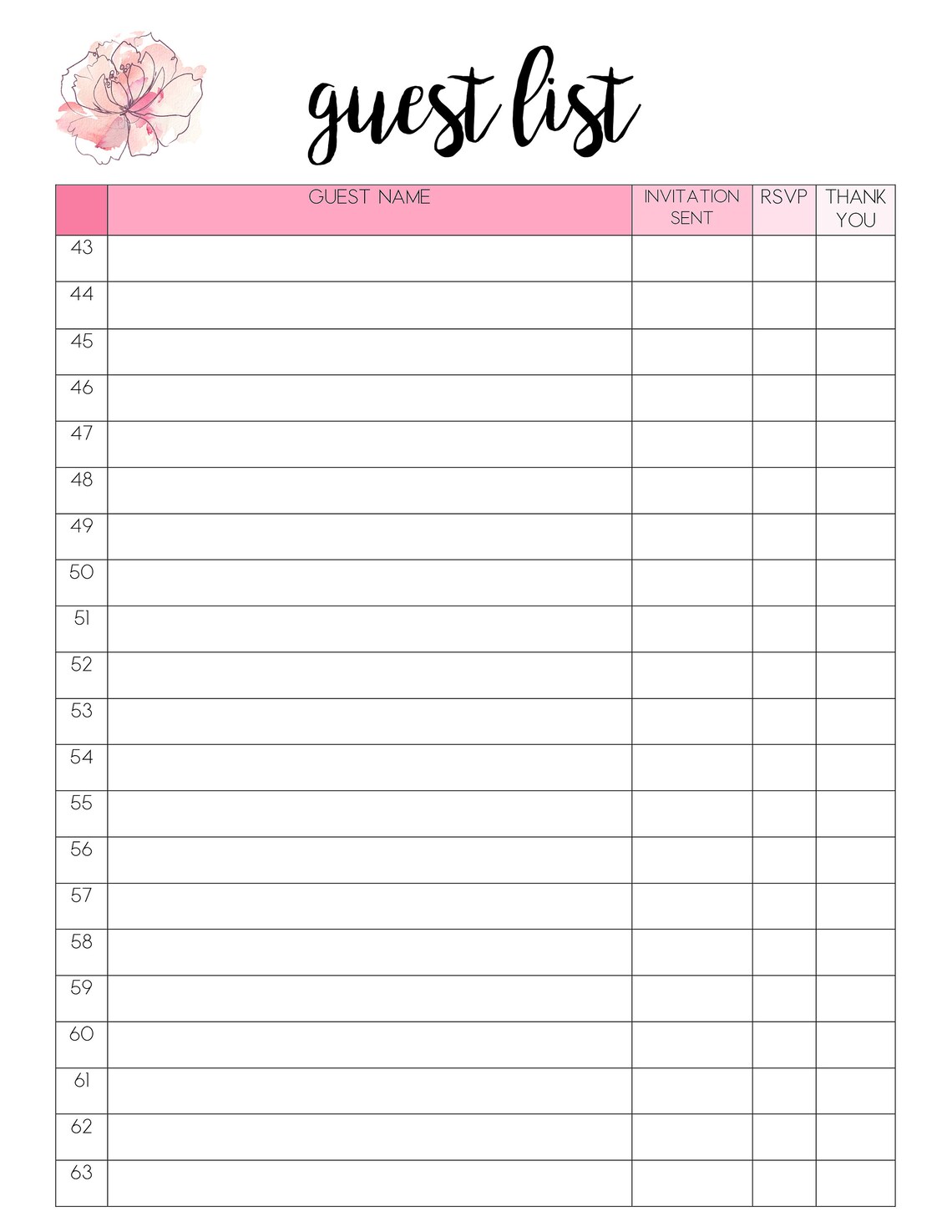 Printable Wedding Planning Bundle / Kit / Pack. Floral Watercolor ...