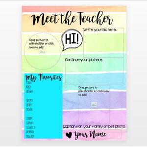 Editable / Printable Meet the Teacher Flyer Template - Watercolor ...