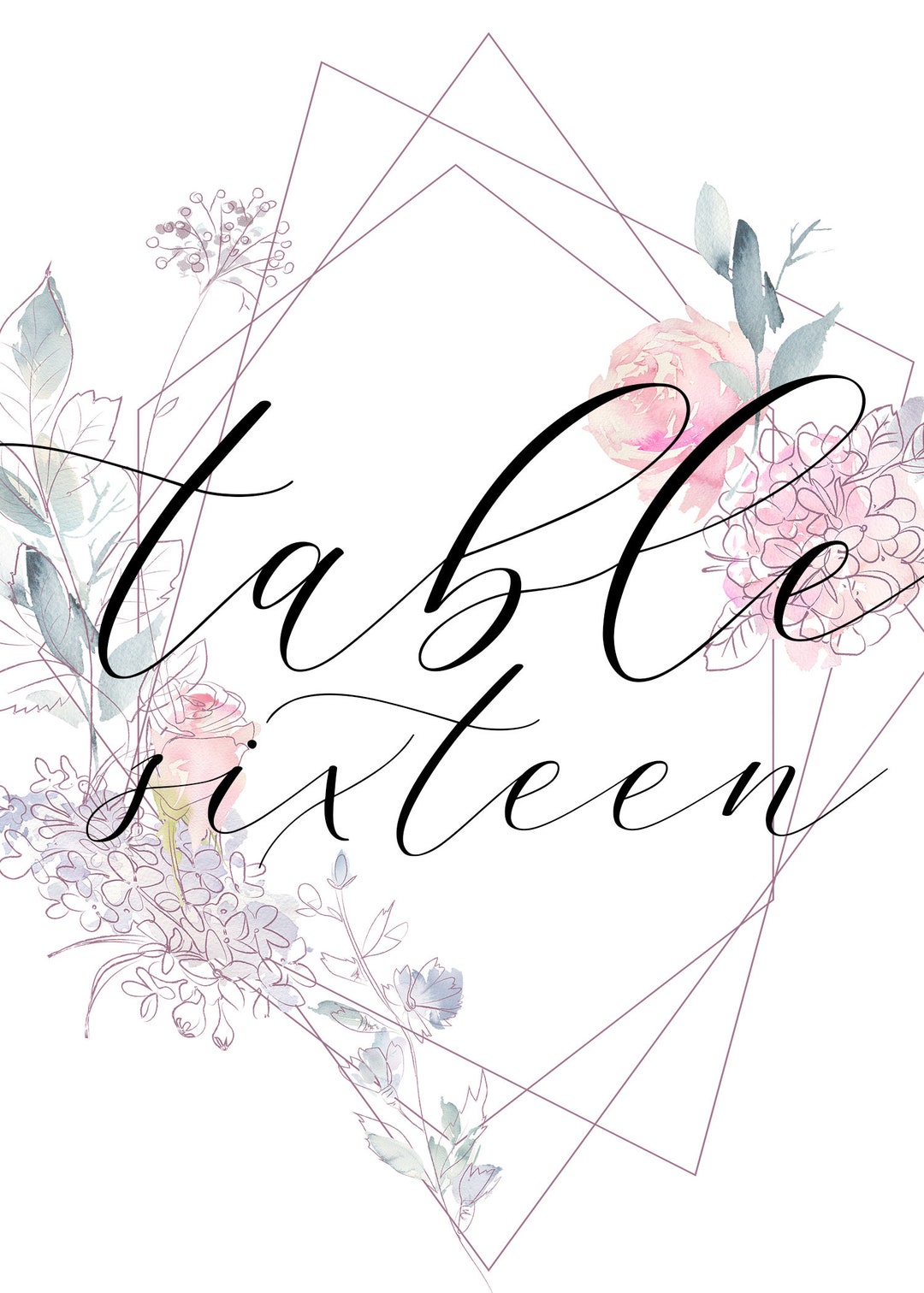 Floral Water Color Table Numbers- Wedding, Elegant, Trendy, Hand ...