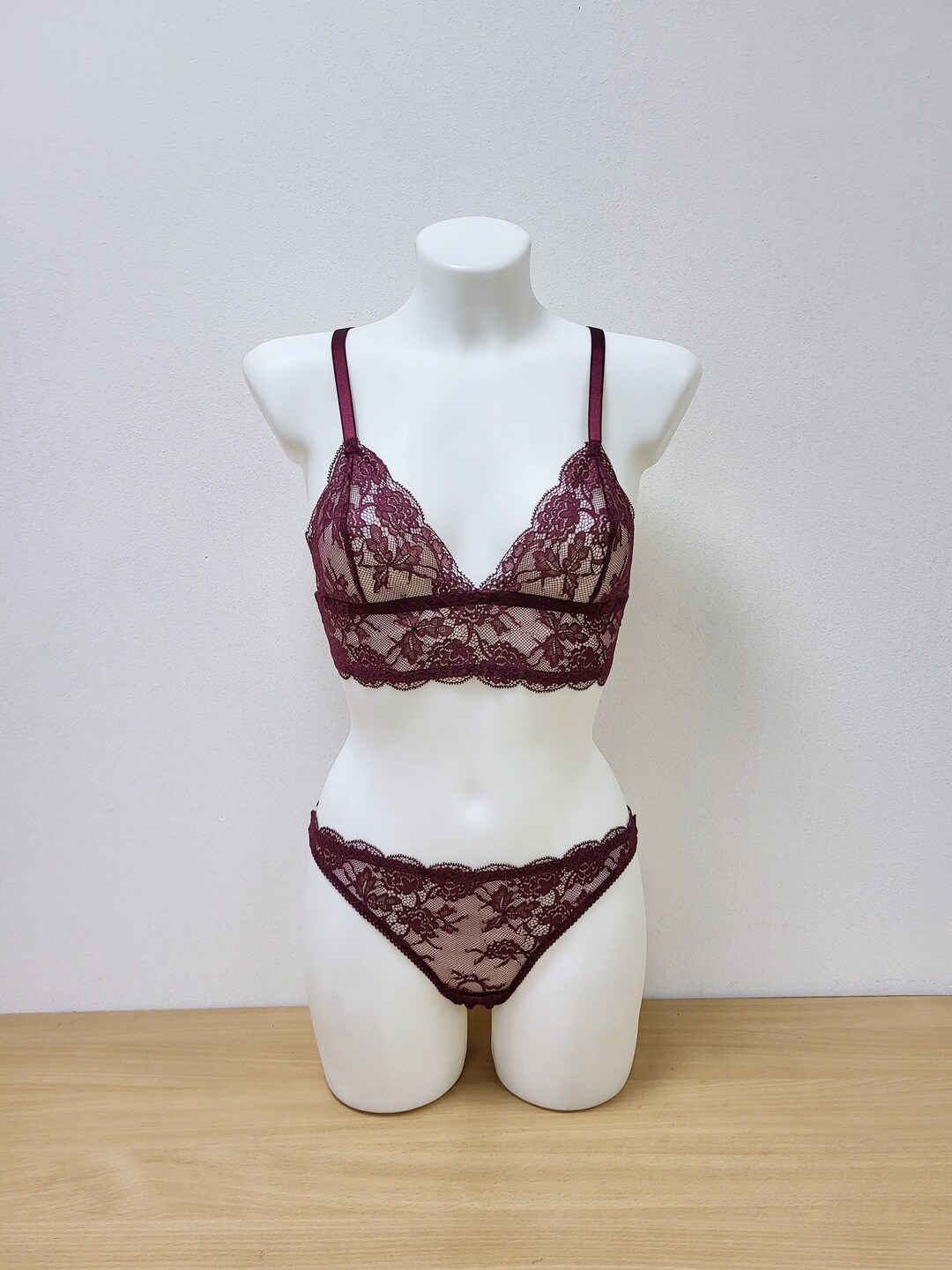 Sheer Lingerie, Flower Lingerie Set, Sheer Bra Panty Set, Open Back Panties, Floral Mesh ...