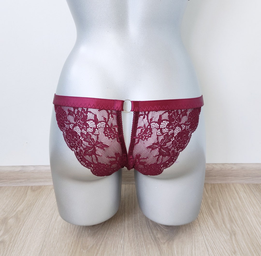 Open Lingerie Set, Open Back Lingerie, See Through Panties, Crotchless Lace Panties, Open Back ...