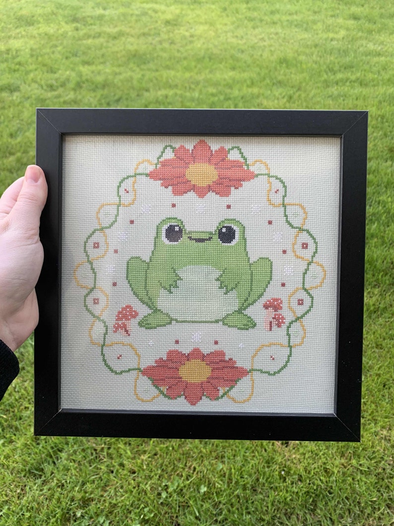 Flower Froggy Cross Stitch Pattern Spring Cross Stitch - Etsy