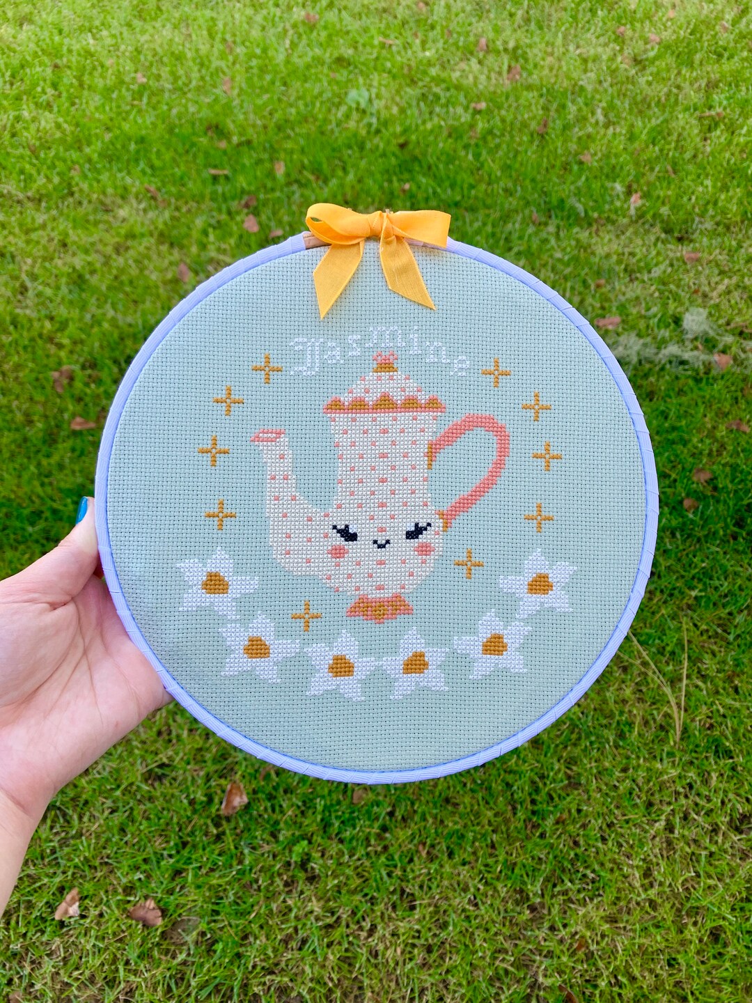 Jasmine Teapot Digital PDF Cross Stitch Pattern | Jasmine Tea Cross ...