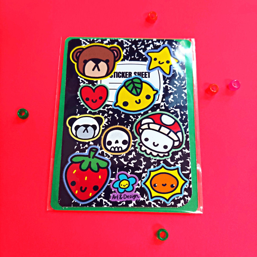 Cute Composition Sticker Sheet - Etsy