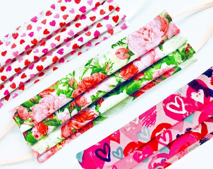 Valentine Day Heart Face Mask, Nose Wire, Optional Filter Pocket, 100% ...