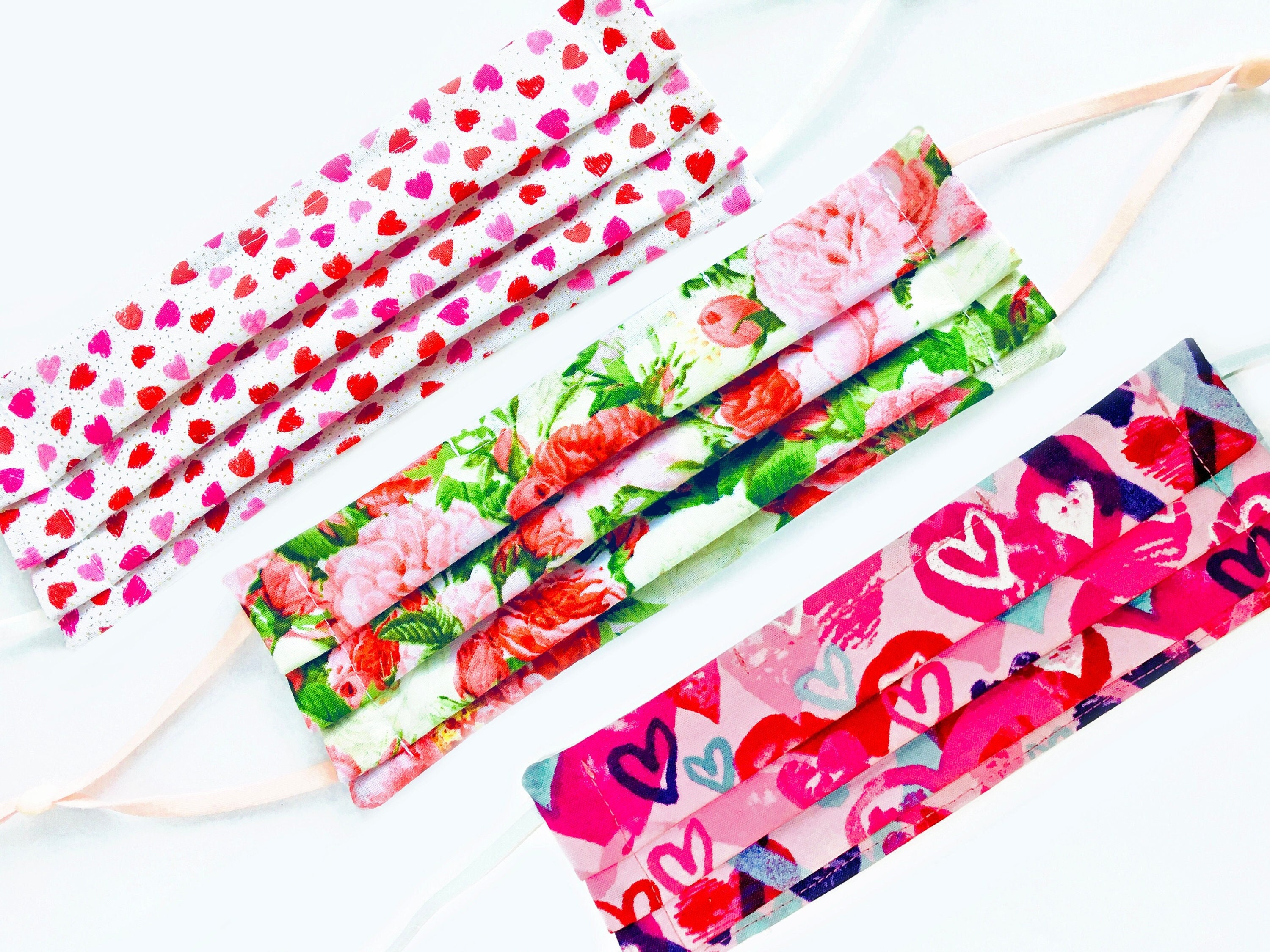 Valentine Day Heart Face Mask, Nose Wire, Optional Filter Pocket, 100% ...