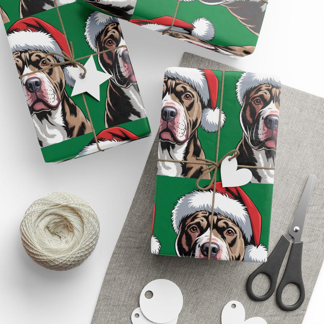 Pit Bull Pattern Wrapping Paper| Holiday Pet Pattern - Etsy
