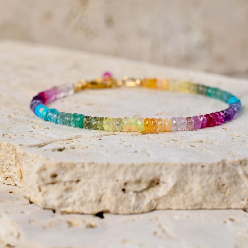 Rainbow Bead Bracelet - Etsy