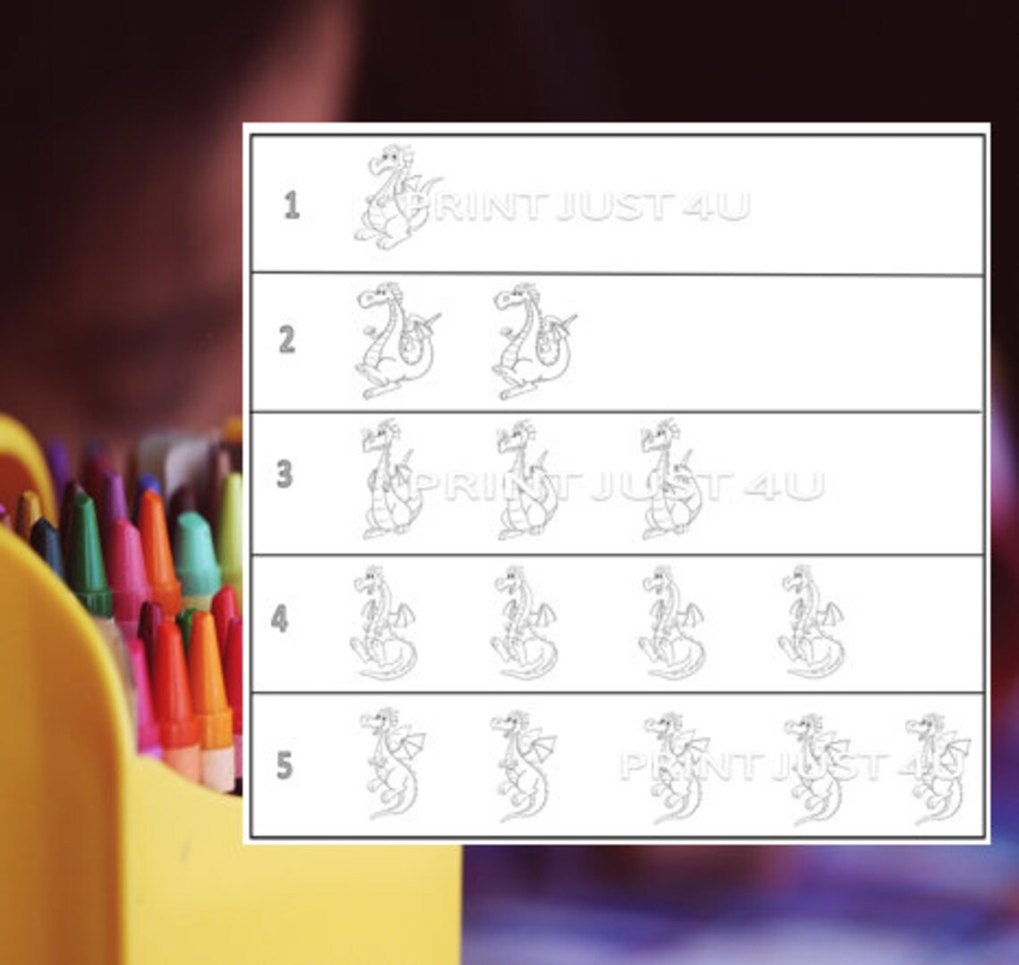 Dragon Activity Coloring Pages Learn to Count With Dragons - Etsy