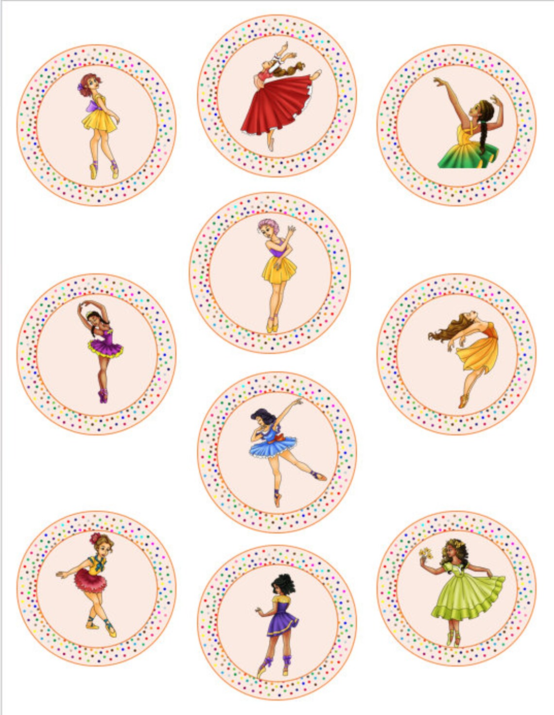 Printable Party Bundle. 30 Ballerina Stickers, 30 Coloring Pages & 30 ...