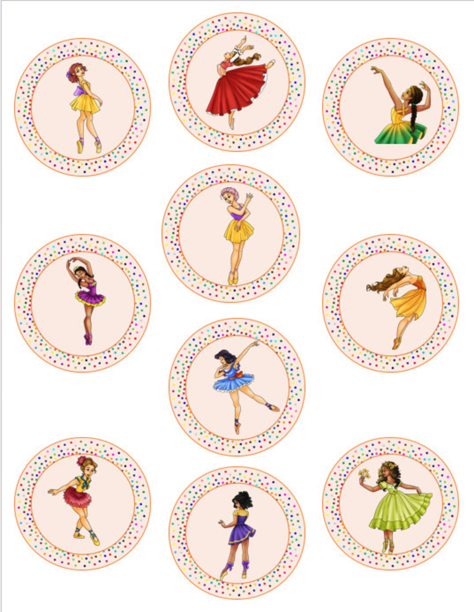 Printable Party Bundle. 30 Ballerina Stickers, 30 Coloring Pages & 30 ...