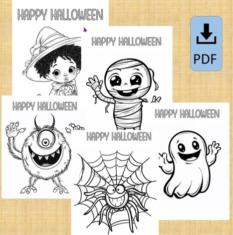Kids Halloween Monsters Coloring Sheets – Fun Easy Printable Pages for ...
