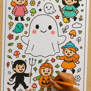 Fun Halloween Coloring Poster for Kids – Giant 24x36 Wall Print | Cute ...
