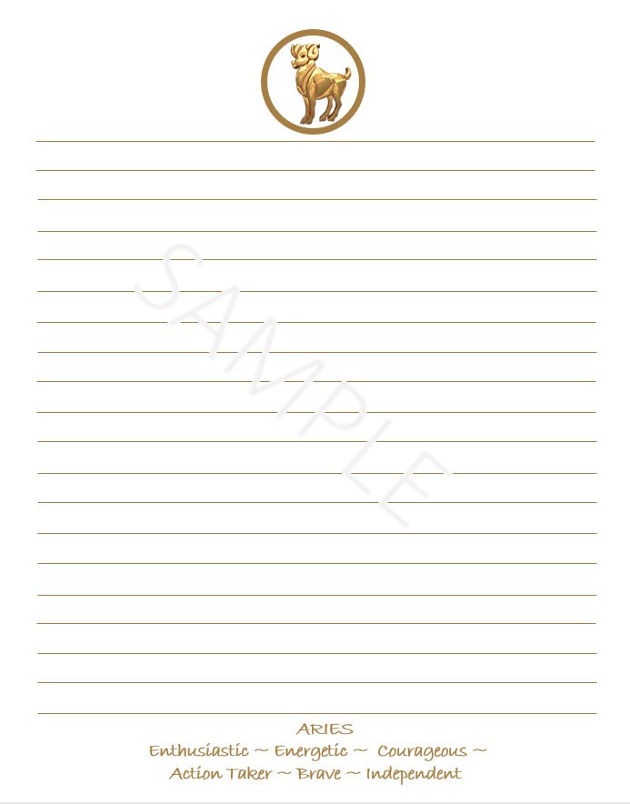 Aries Zodiac Inspired Printable Letter Size Writing - Etsy