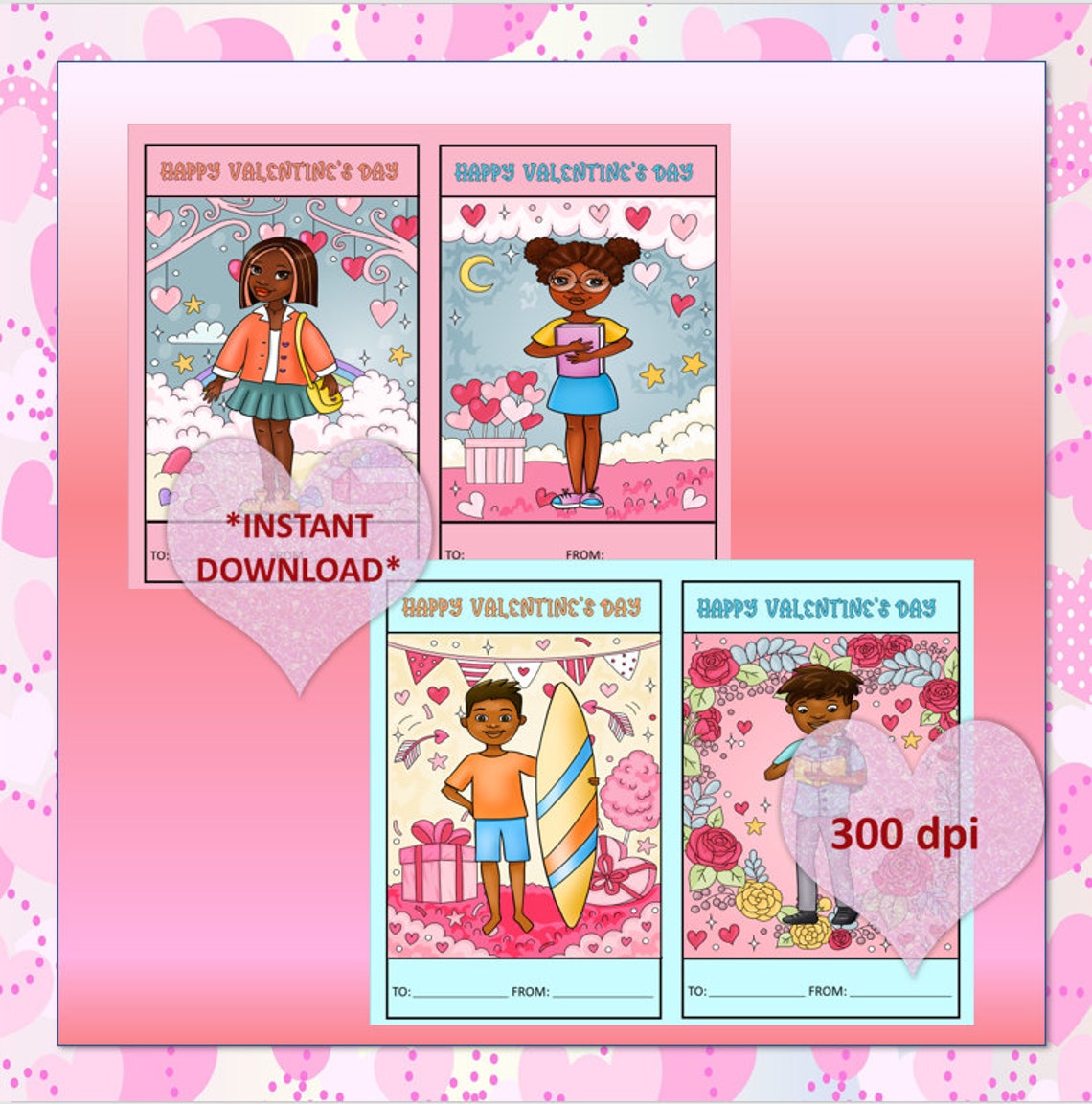 Set of 30 Printable African American Valentinese's Day Cards ...