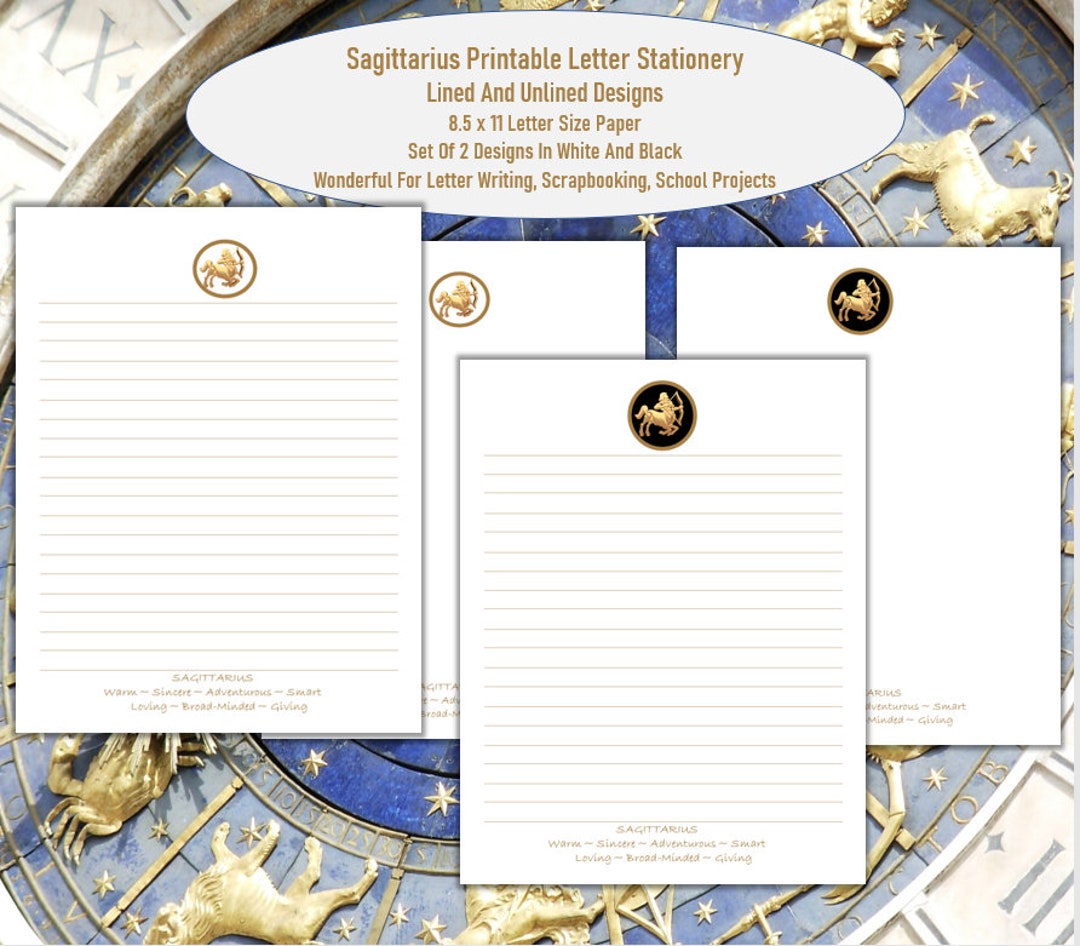 Sagittarius Zodiac Inspired Printable Letter Size Writing Stationery ...