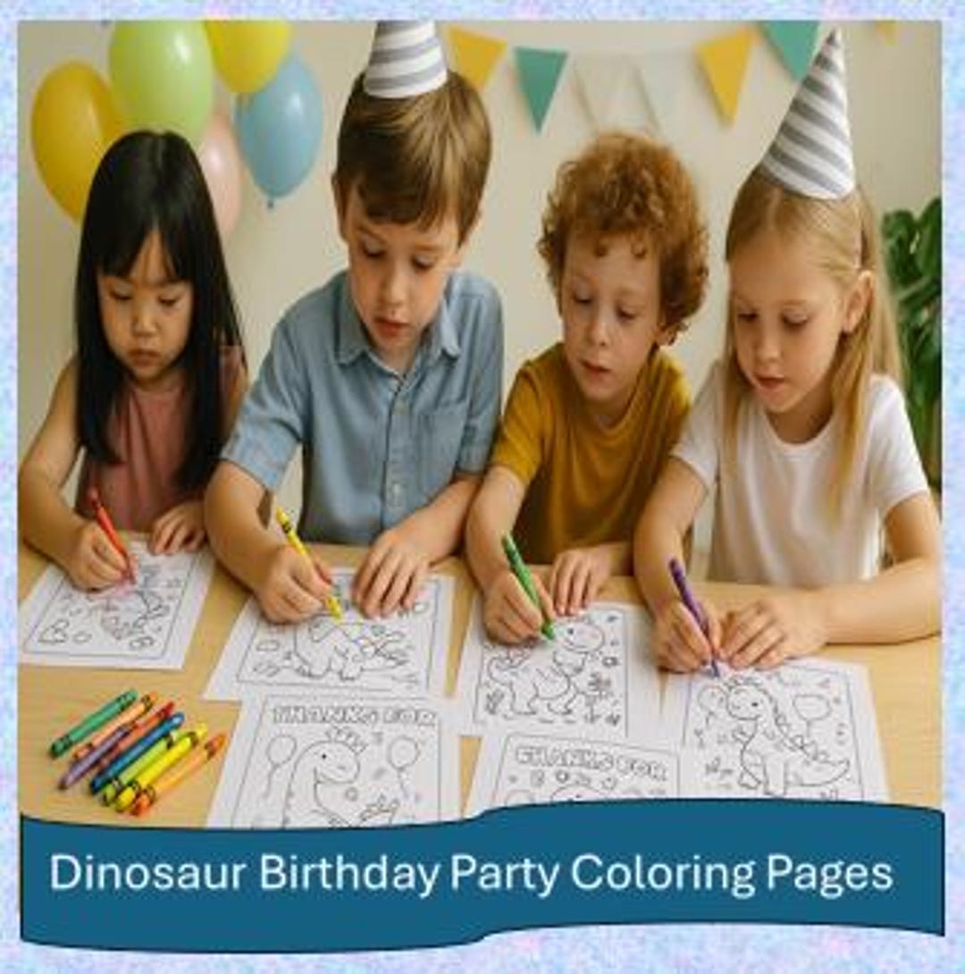 Dinosaur Party Coloring Pages – 15-page Goody Bag Stuffer Set ...