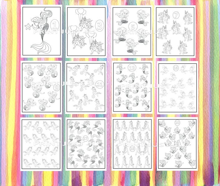 Learning to Count With Mermaids and Unicorns Coloring Activity Pages ...