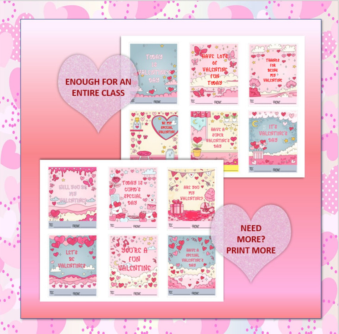 Kids Valentine's Day Cards 30 PRINTABLE for Preschool |kindergarten ...