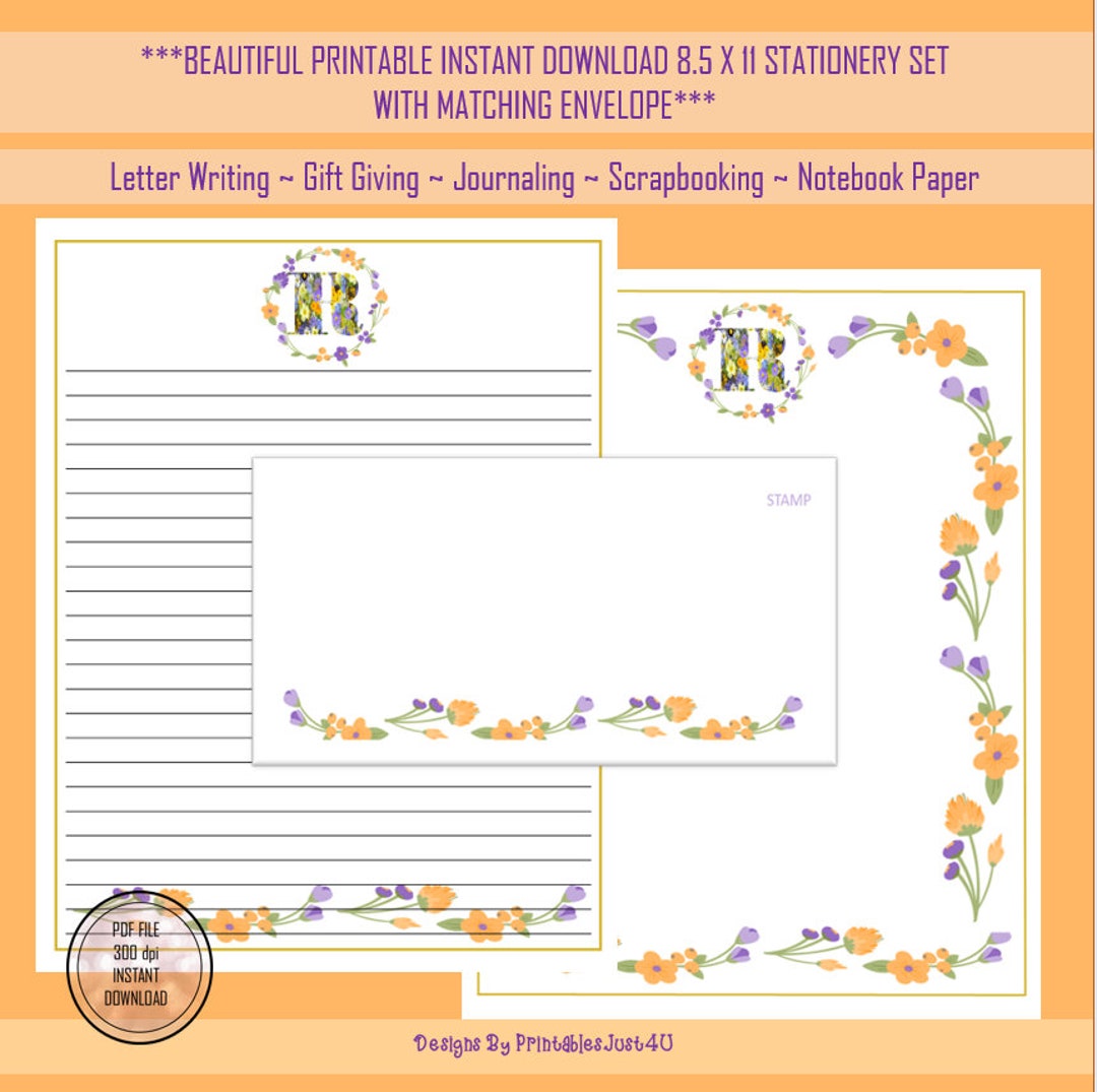 Printable Stationery INITIAL "r" Monogram Style Writing Paper ...