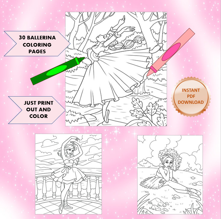 30 Printable Ballerina Coloring Pages, Party Favors, Classroom ...