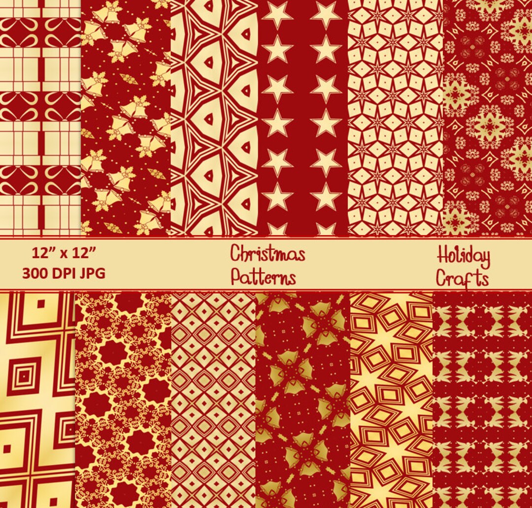 12 Printable Digital Papers ~ 12x12 Scrapbook Papers ~ Christmas ...