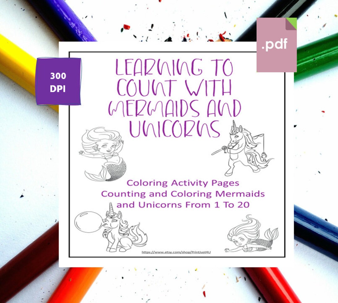 Learning to Count With Mermaids and Unicorns Coloring Activity Pages ...