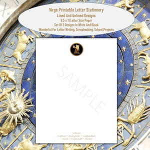 Virgo Zodiac Inspired Printable Letter Size Writing - Etsy