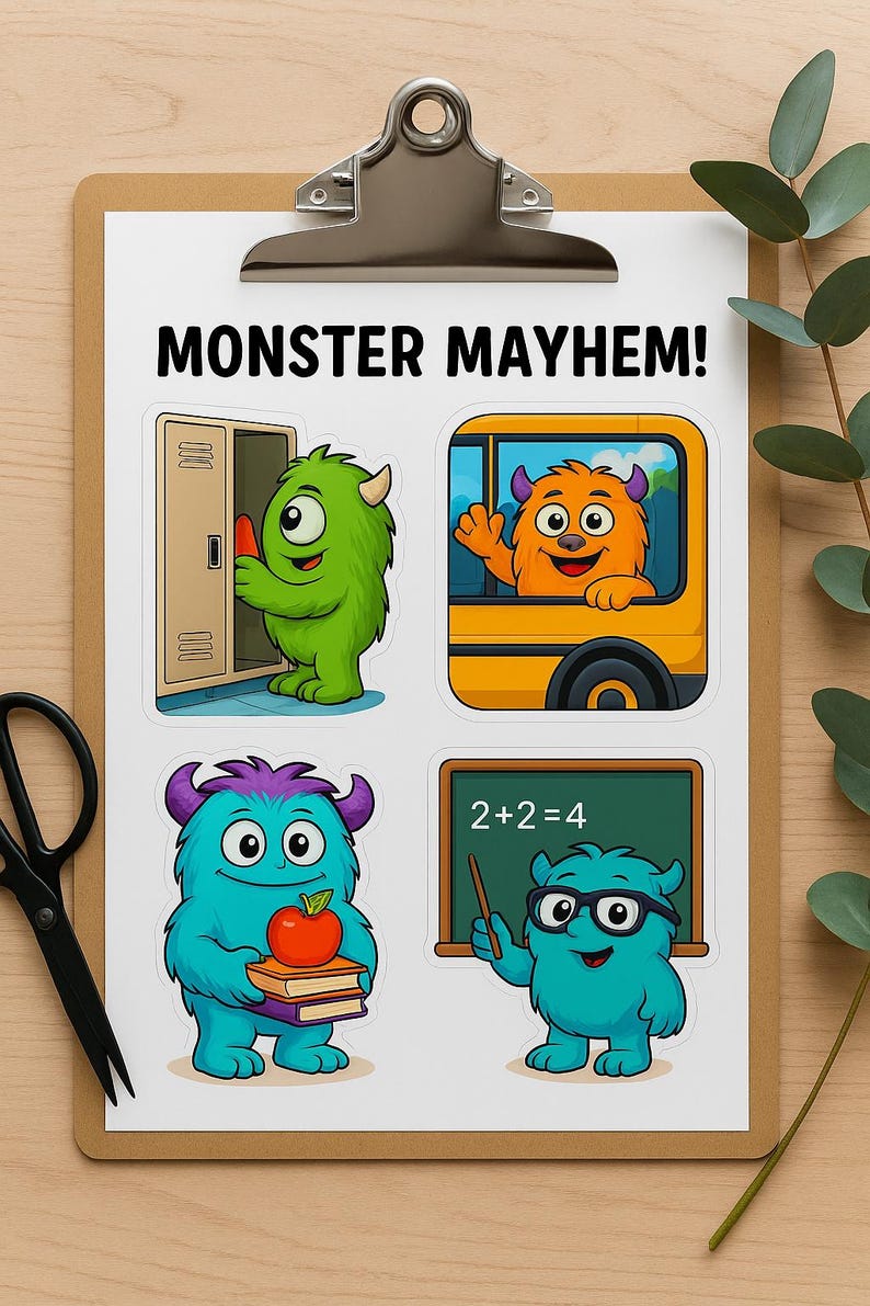 Monster Mayhem Sticker & Clipart Pack – Halloween Printable Stickers ...