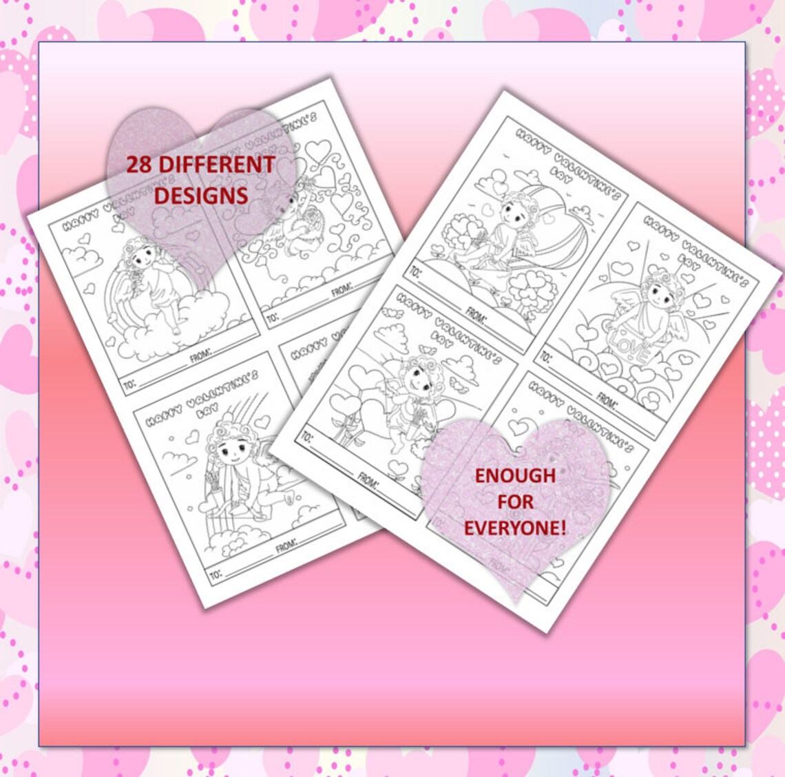 28 PRINTABLE Kids Valentine's Day Coloring Cards Preschool Kindergarten ...