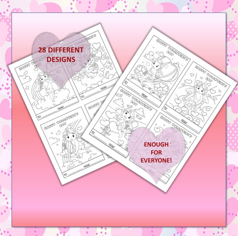 28 PRINTABLE Kids Valentine's Day Coloring Cards Preschool Kindergarten ...