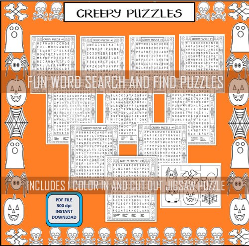 Instant Printable Halloween Word Search & Find Puzzles With - Etsy