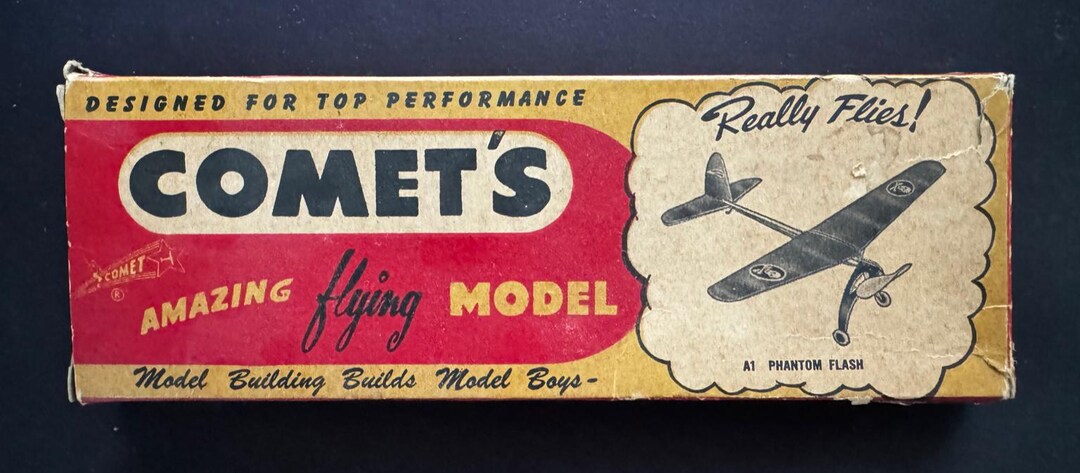 Vintage 1940s Comet Phantom Flash Balsa Wood Model Airplane Kit Rubber ...
