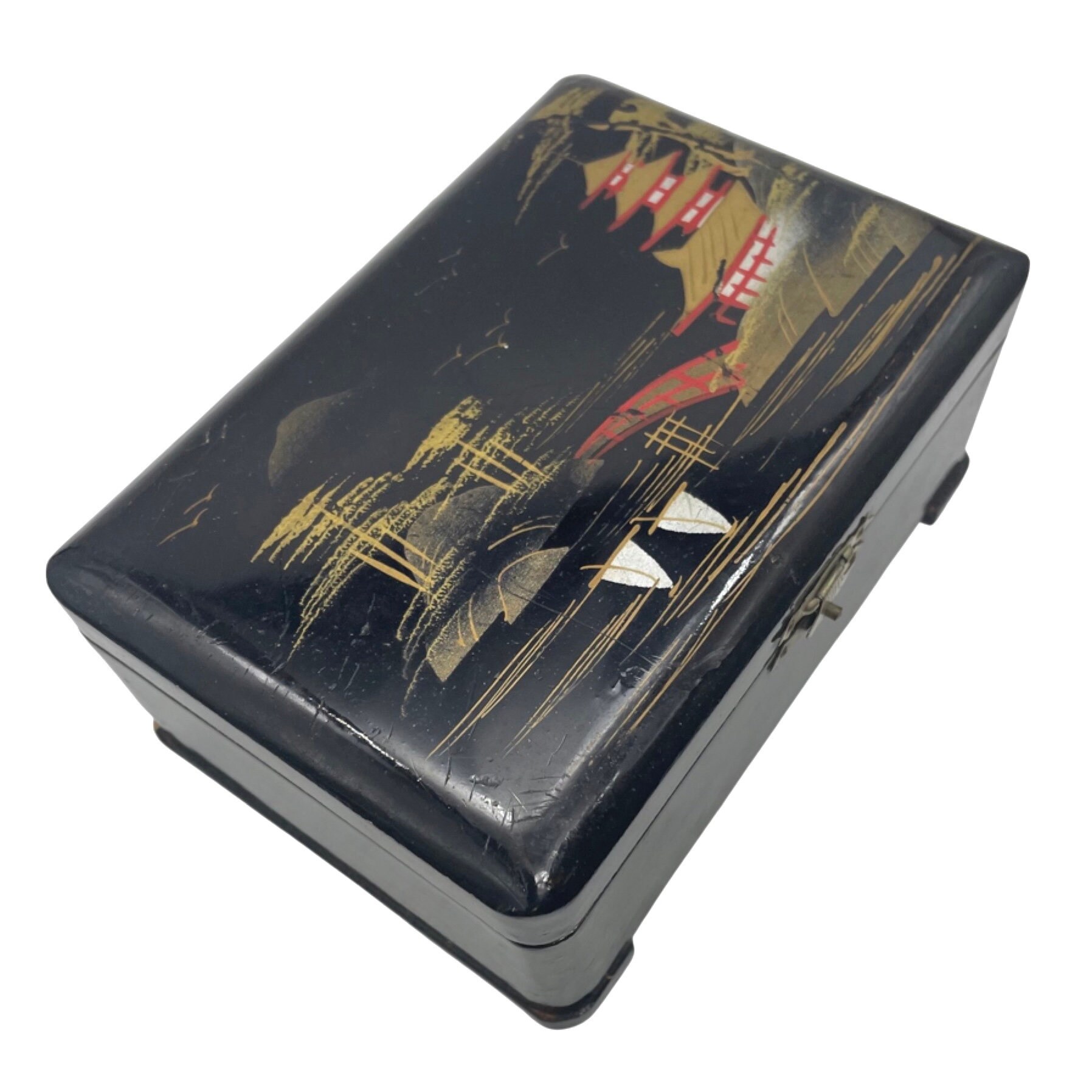 Japanese Jewelry Box Music Box Black Lacquer - Etsy