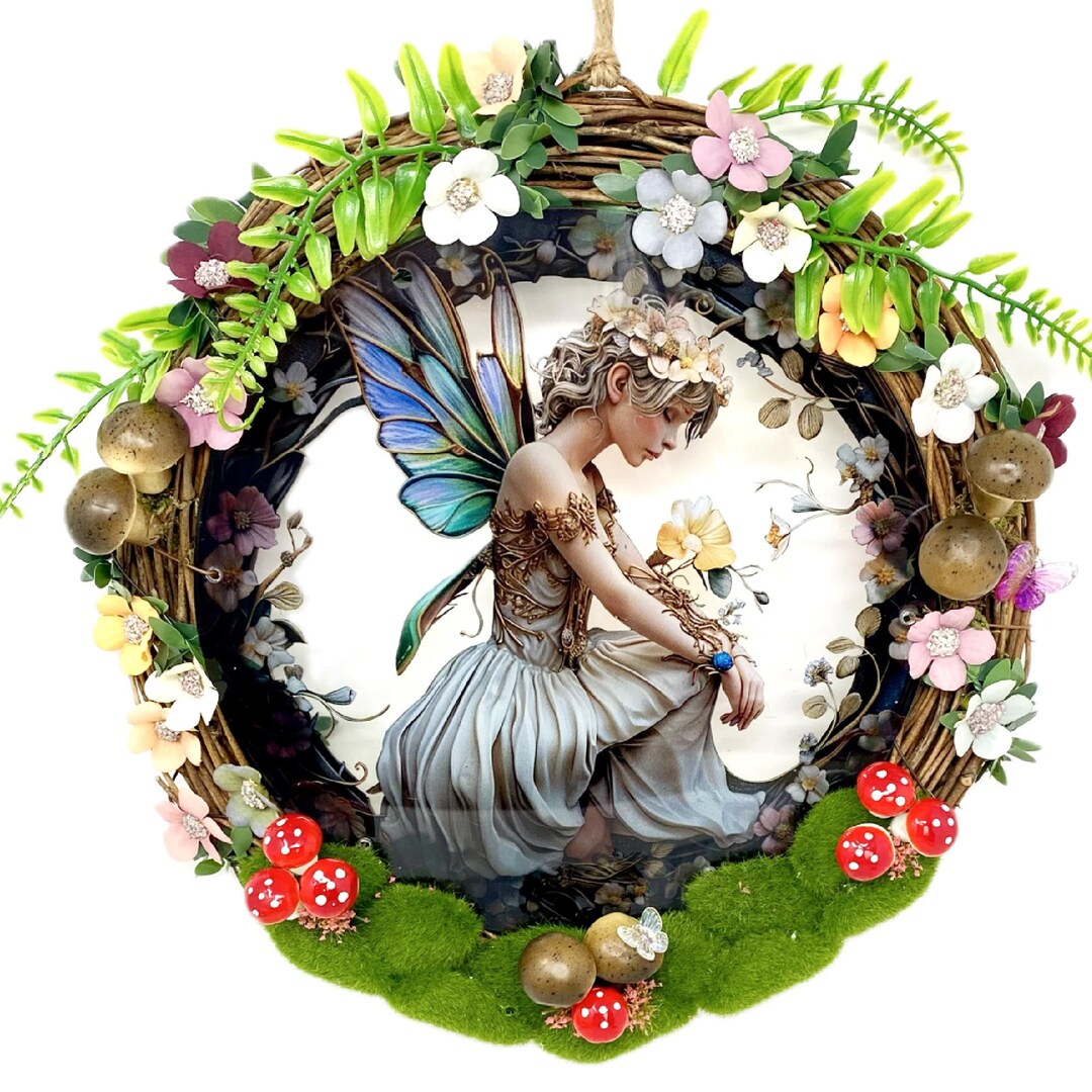 Flower Fairy Suncatcher Grapevine Wreath - for Windows or Light Colored ...