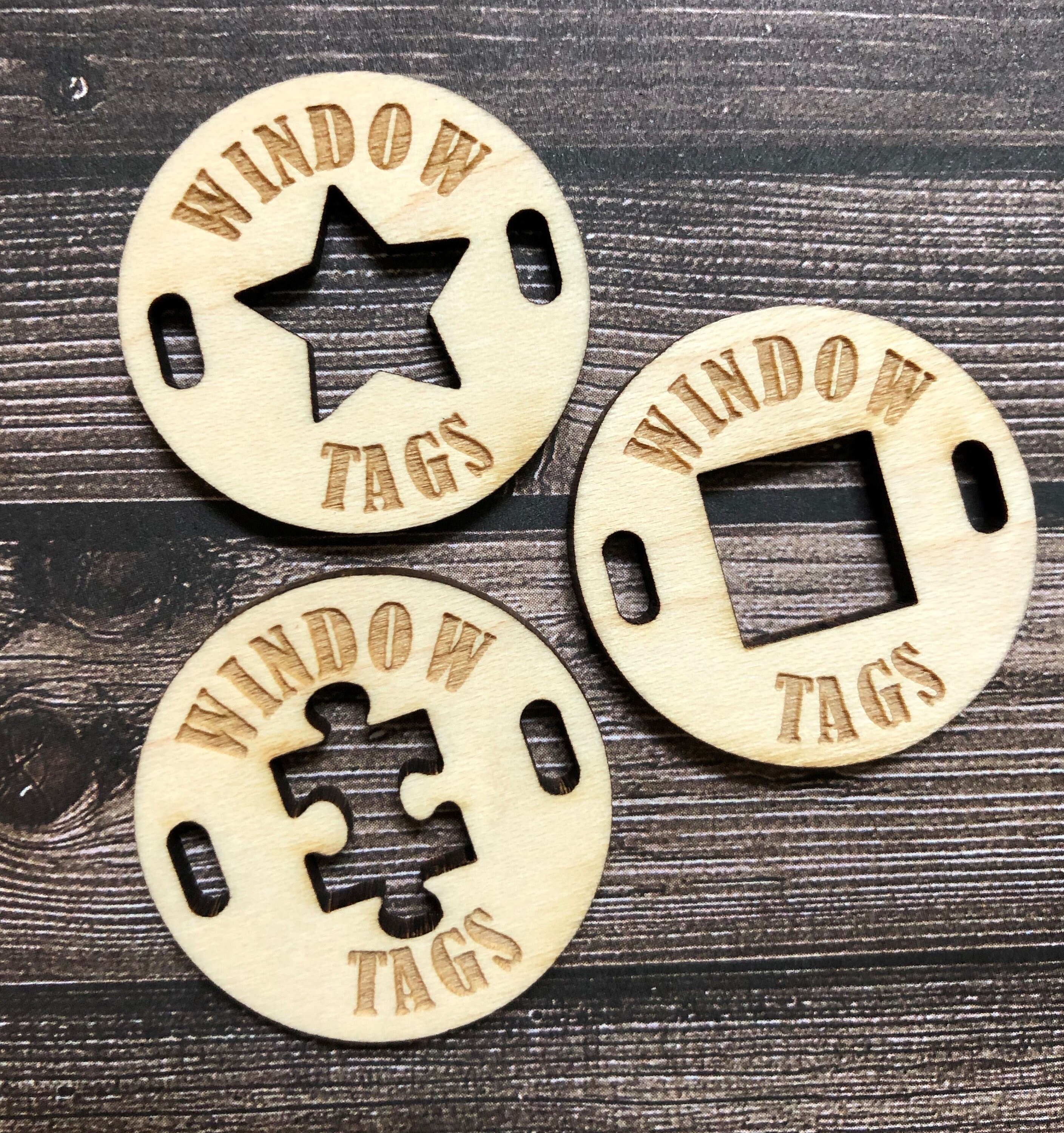WINDOW TAG Custom Wood Laser Etched Tag Personalized Etched - Etsy